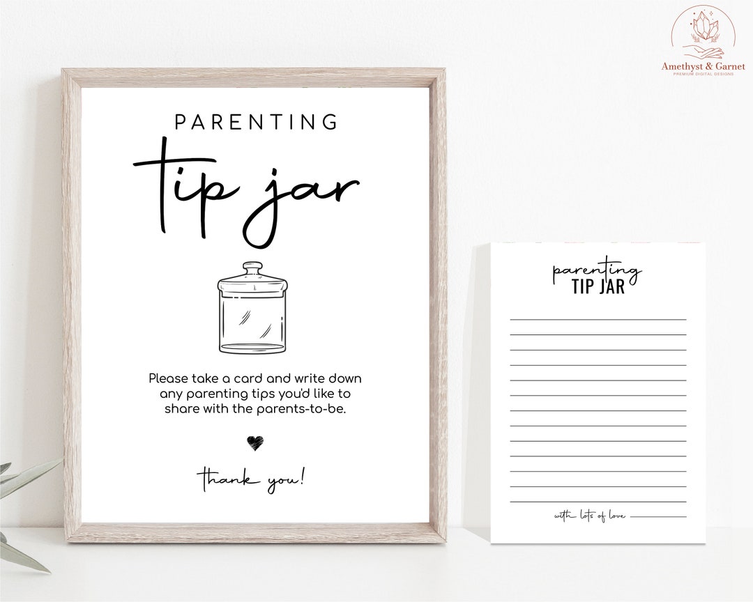 Parenting Tip Jar Sign, Minimal, Modern, Rustic, Baby Shower Sign, Baby ...