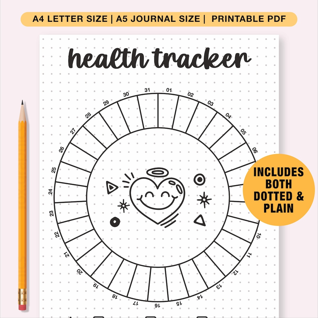 Monthly Health Tracker Printable Bullet Journal Page, Health Journal ...
