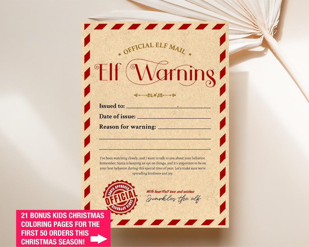 EDITABLE Elf Warning Letter, Elf Behaviour Letter, Elf Naughty Letter ...