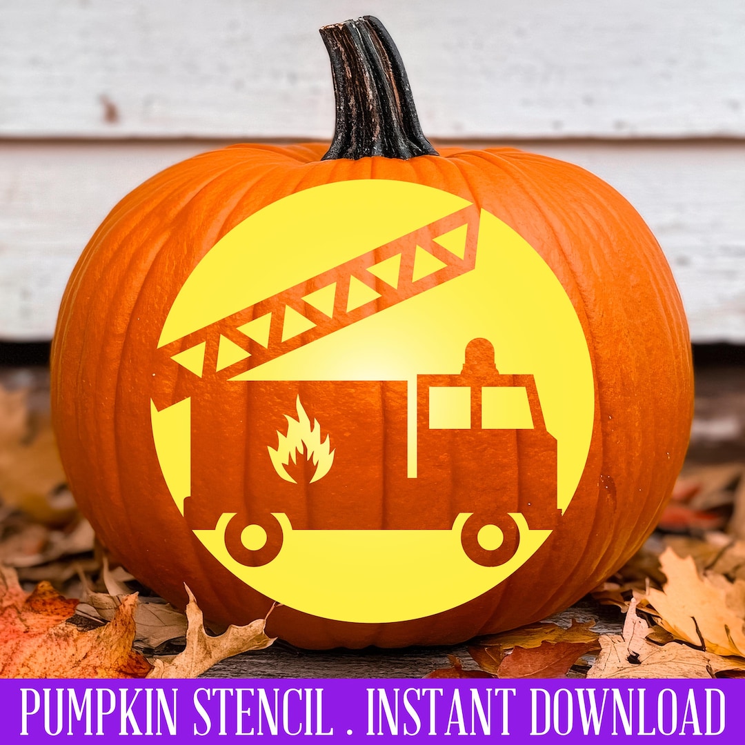 Fire Truck Pumpkin Stencil, Firetruck Printable Pumpkin Stencil ...