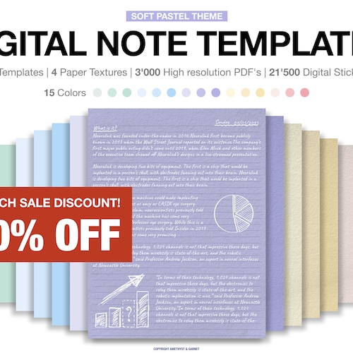 Digital Note Paper Templates Ipad Notetaking Notepaper - Etsy