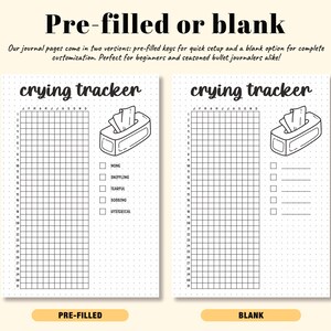 Yearly Crying Tracker Printable Journal Page, Planner Page, Crying Log ...