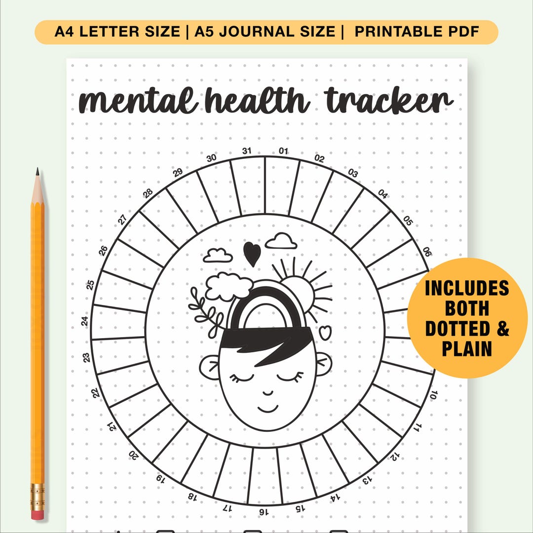 Monthly Mental Health Tracker, Printable Journal Page, Track Mental ...