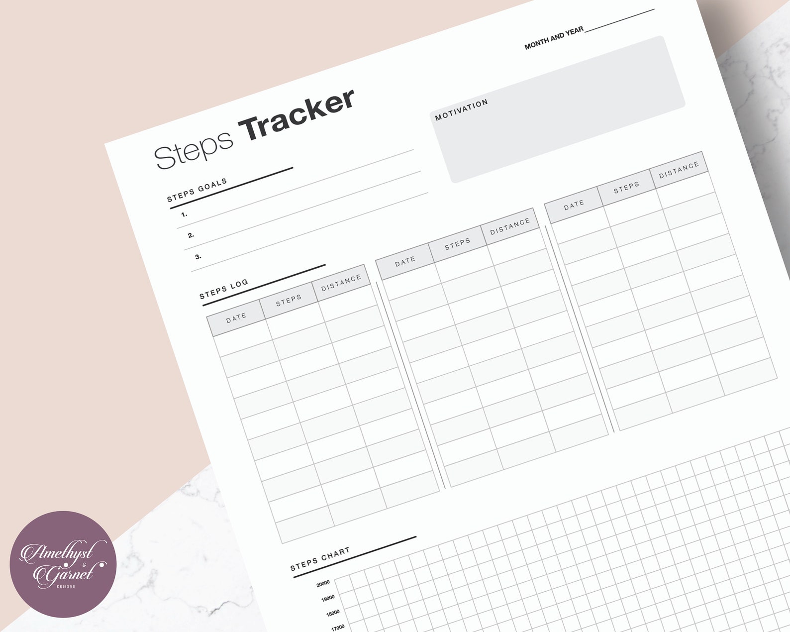 Steps Tracker Daily Habit Tracker Planner Tracker Printable - Etsy