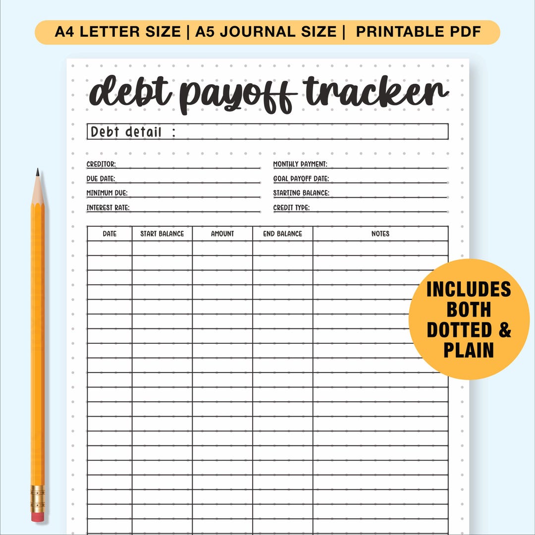 Debt Payment Tracker Printable | Debt Payoff Log | Monthly Debt Tracker ...