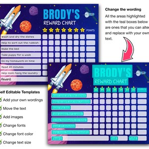 EDITABLE Space Alien Reward Chart, Behavior Chart, Daily Chore Chart ...