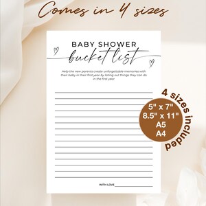 Baby Bucket List, Minimal, Modern, Rustic, Baby Shower Game, Printable ...