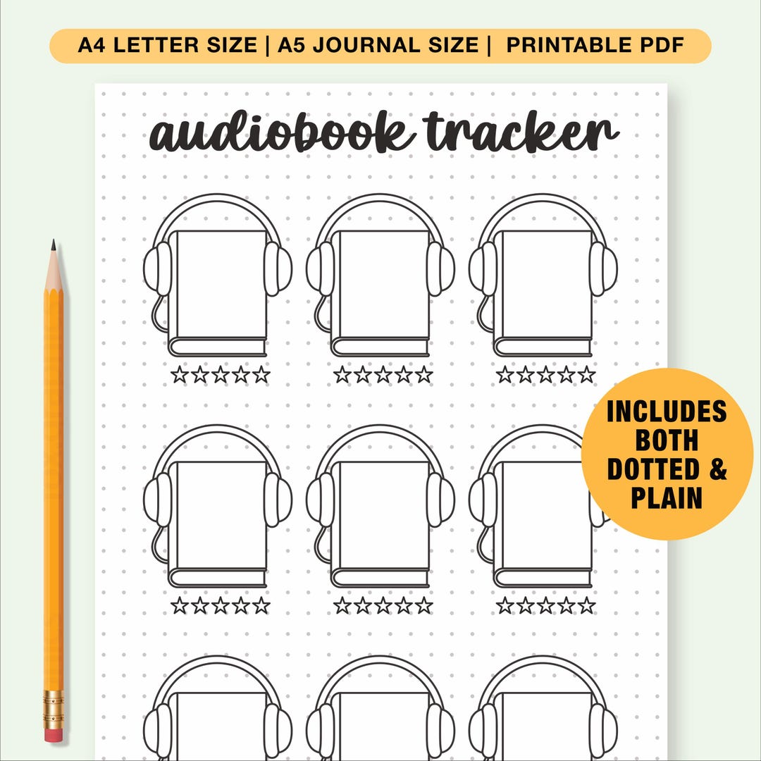 Audiobook Tracker Printable,reading Log Printable Bujo,book Reading ...