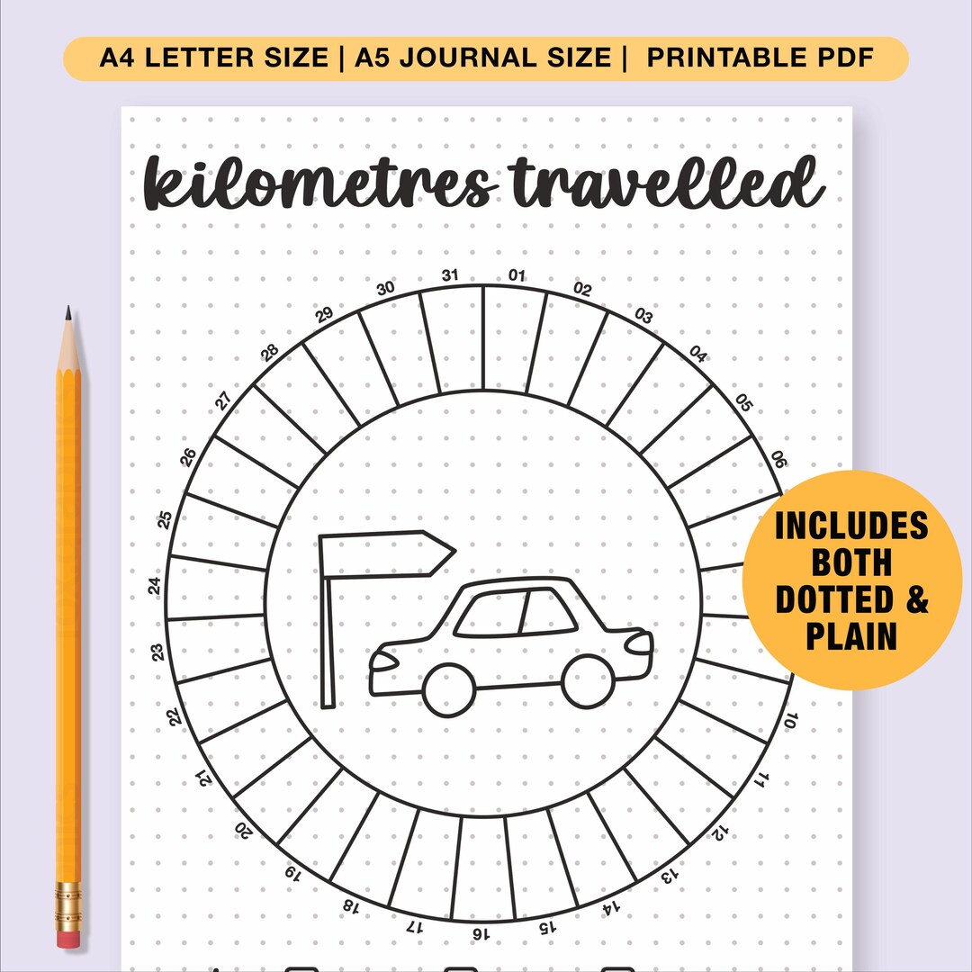 Monthly Mileage Tracker Printable, Work Trip Kilometres Tracker ...