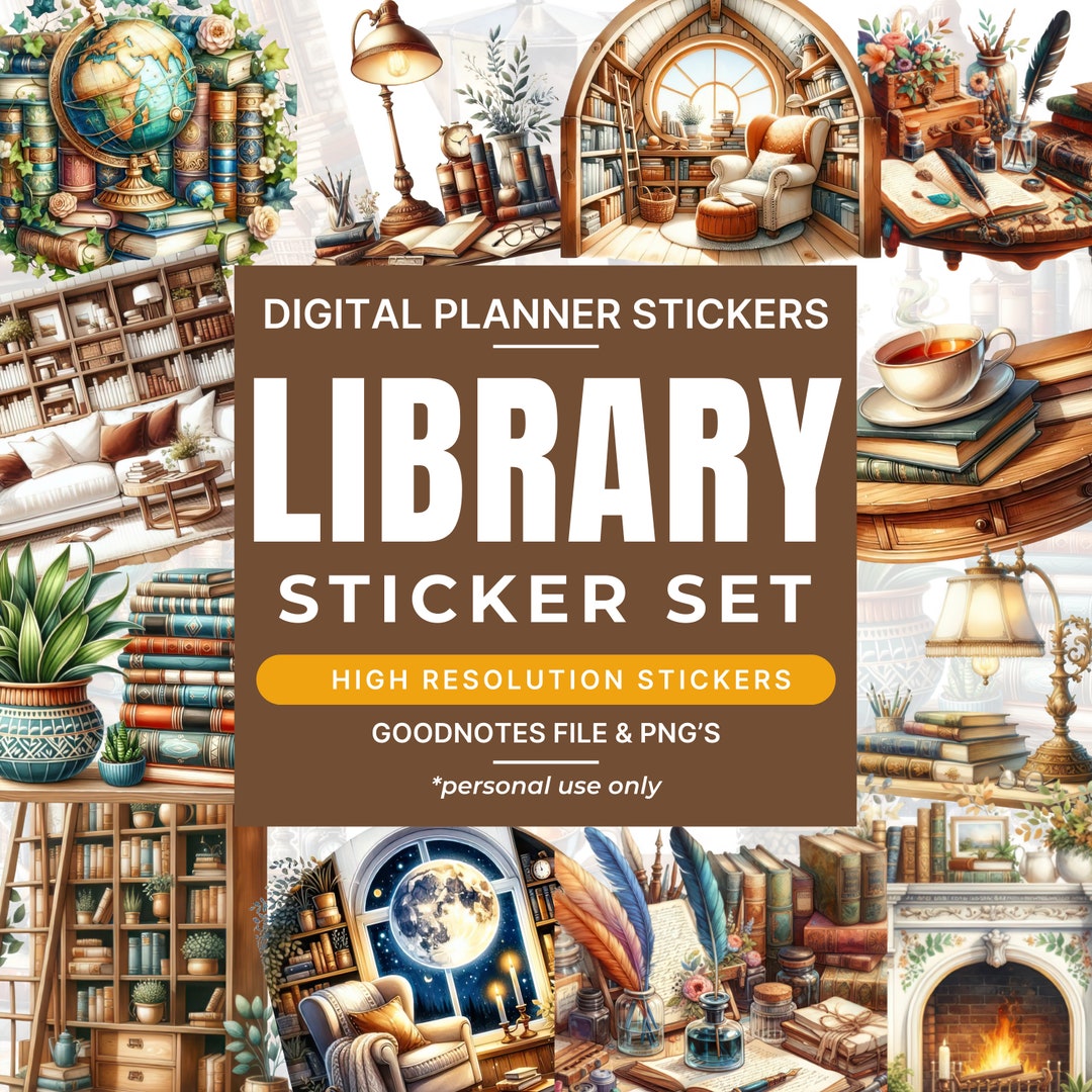 Reading Time Digital Planner Stickers, Goodnotes Stickers, Bookworm ...