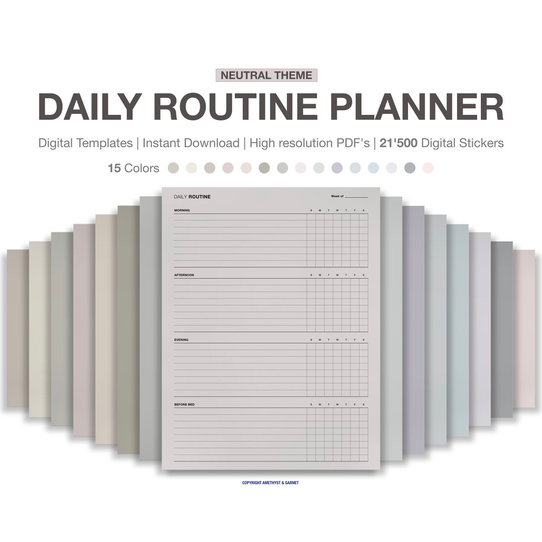 Neutral Daily Routine DTN013 Digital Note Paper Templates Notetaking ...