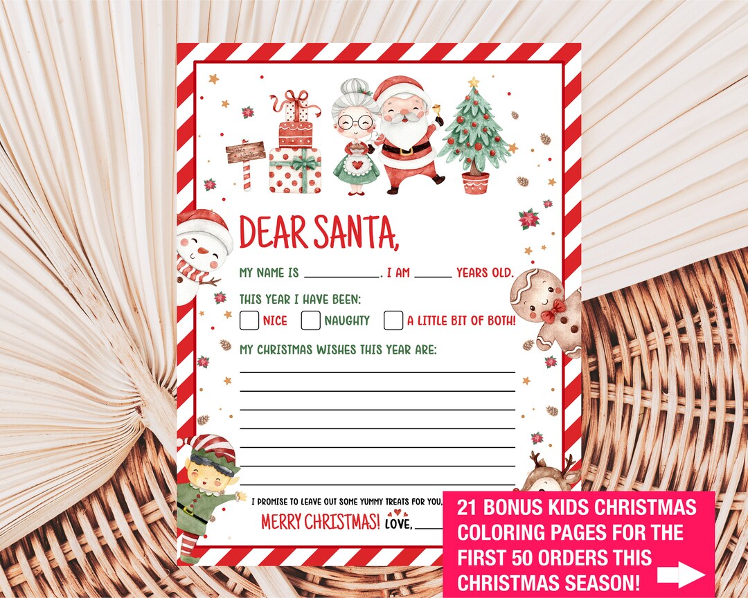 Kids Letter to Santa Santa Claus, Letter to Santa, Letter Christmas ...