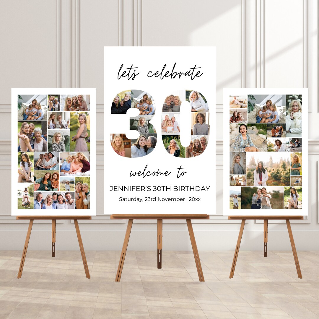 30th Birthday Photo Collage Poster Bundle Template 30 Thirty ...