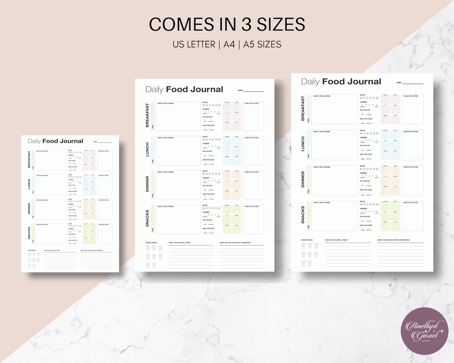 Daily Food Journal Food Diary Food Tracker Diet Diary - Etsy