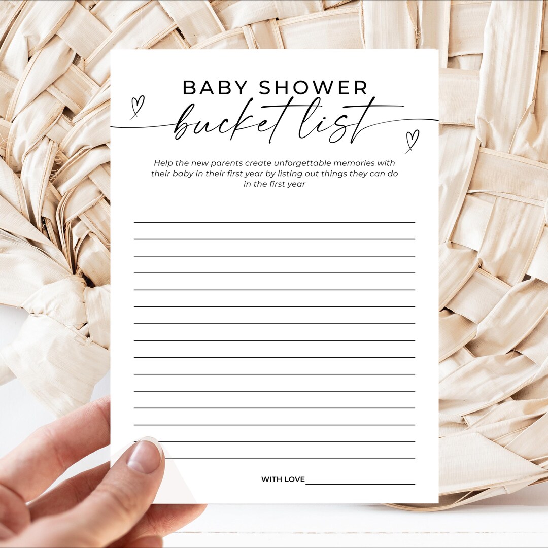 Baby Bucket List, Minimal, Modern, Rustic, Baby Shower Game, Printable ...