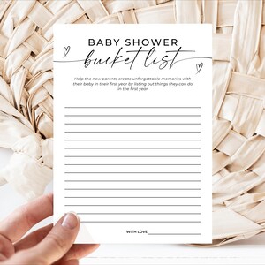 Baby Bucket List, Minimal, Modern, Rustic, Baby Shower Game, Printable ...