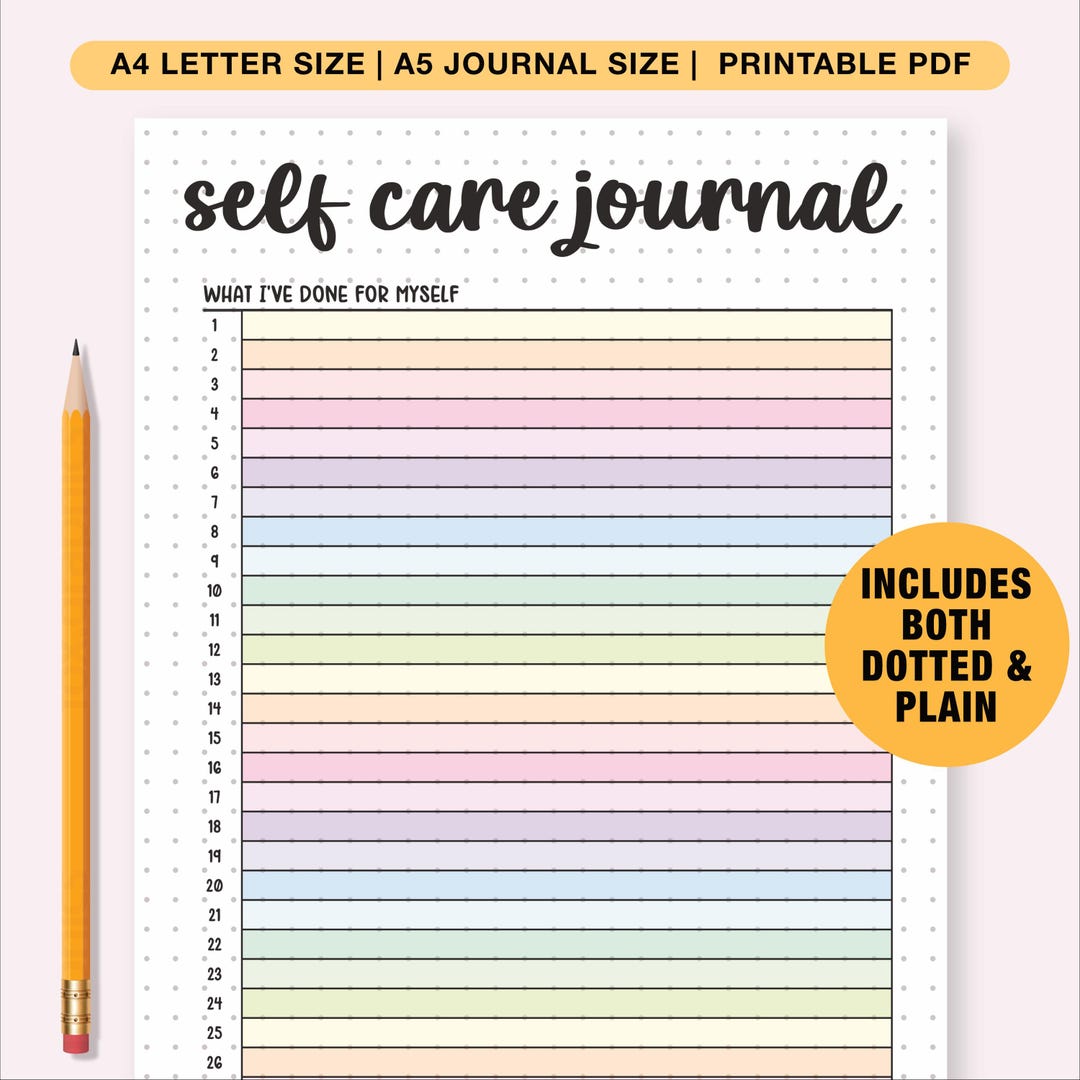 Printable Self Care Journal Page, Self Care Journal ,daily Self Care ...