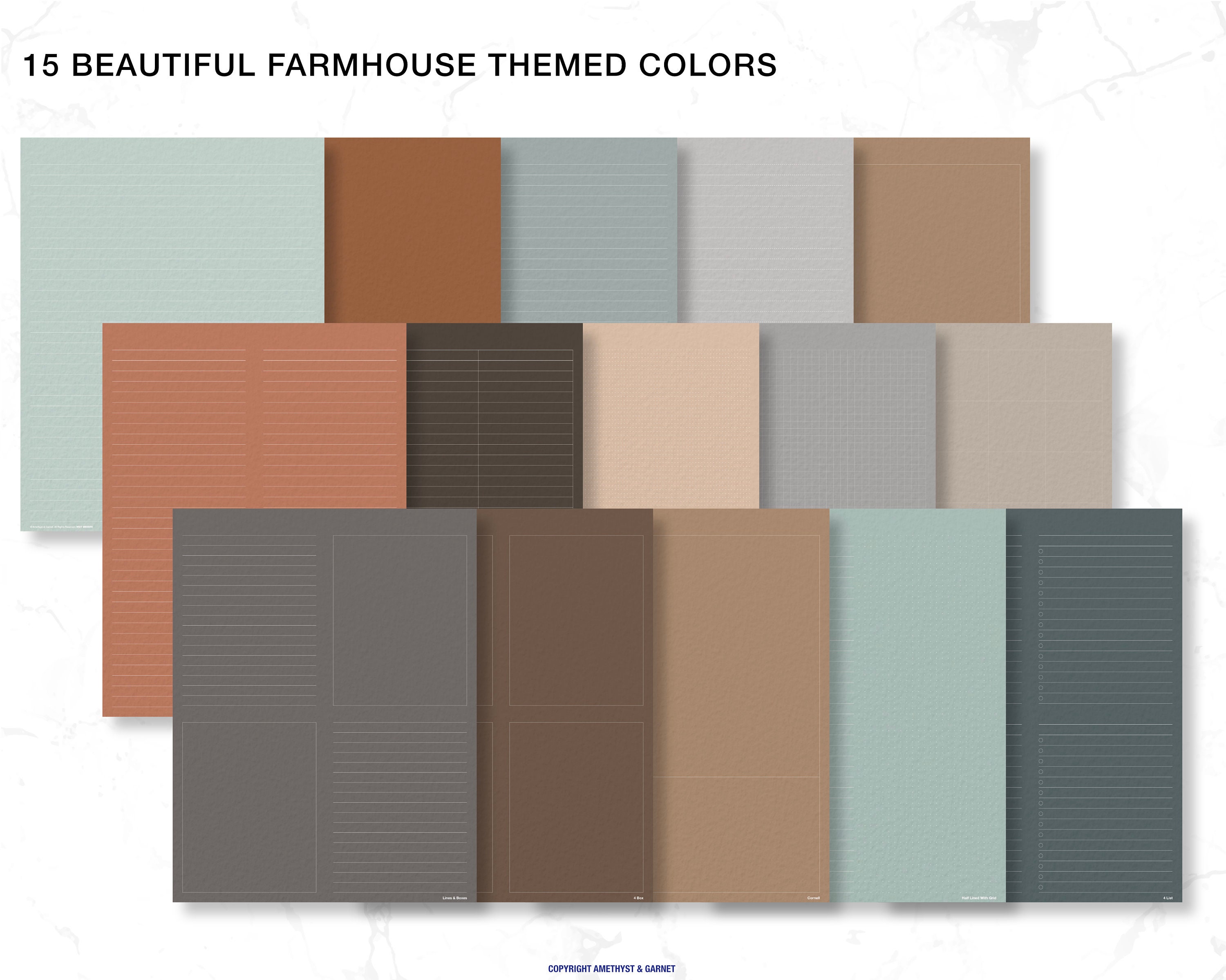 Farmhouse Digital Notepaper Templates Notetaking Digital - Etsy