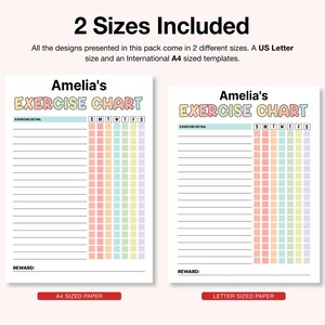 Editable Exercise Chart for Kids Behavior Tracking Chart Reward Chart ...
