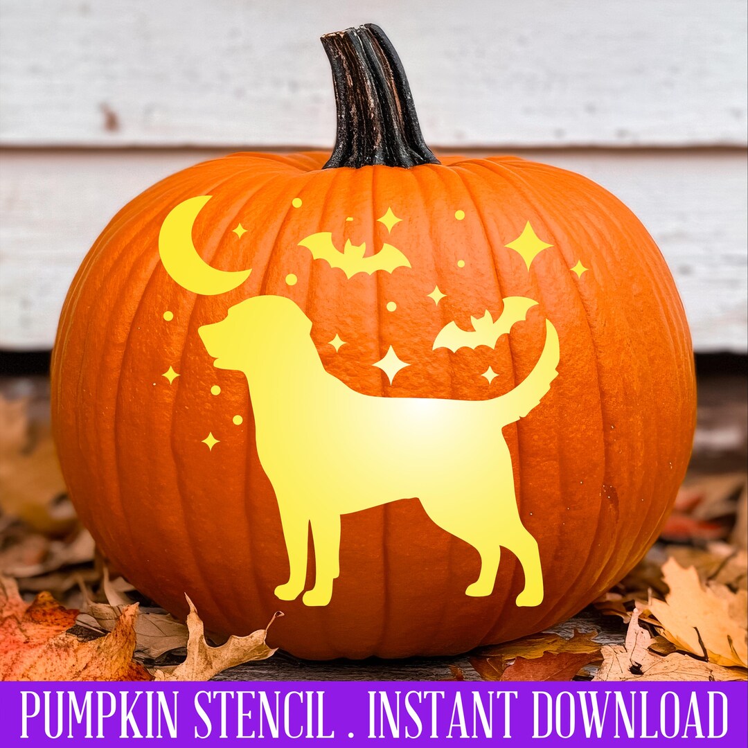 Labrador Retriever Dog Pumpkin Stencil, Printable Jack O' Lantern ...