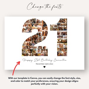21st Birthday Photo Collage, 21st Birthday Gift, Birthday Number 21 ...