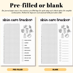 Yearly Skin Care Tracker Printable Journal Page Self Care Tracker ...
