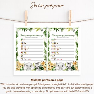 Baby Emoji Pictionary Jungle Safari Animals Baby Shower - Etsy