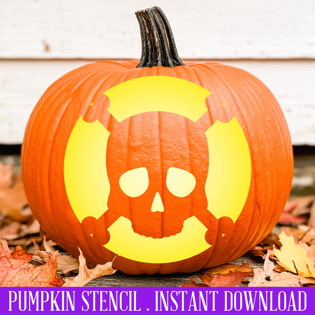 Skull and Crossbones Pumpkin Stencil, Printable Pumpkin Stencil, Jack O ...