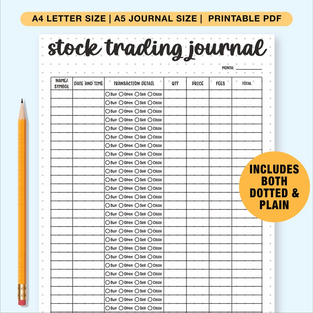 Stock Trading Journal | Stock Trading Charts | Stock Trading ...