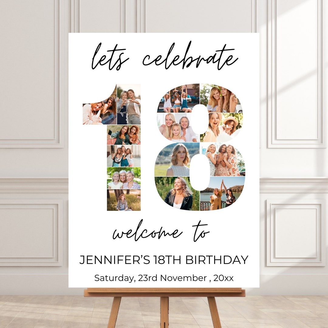 18th Birthday Photo Collage Poster Bundle Template 18 Eighteen ...