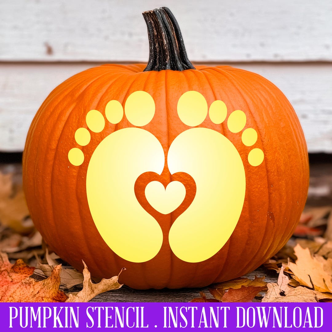 Baby Feet Pumpkin Stencil, Baby Reveal, PRINTABLE Pumpkin Stencil, Jack ...