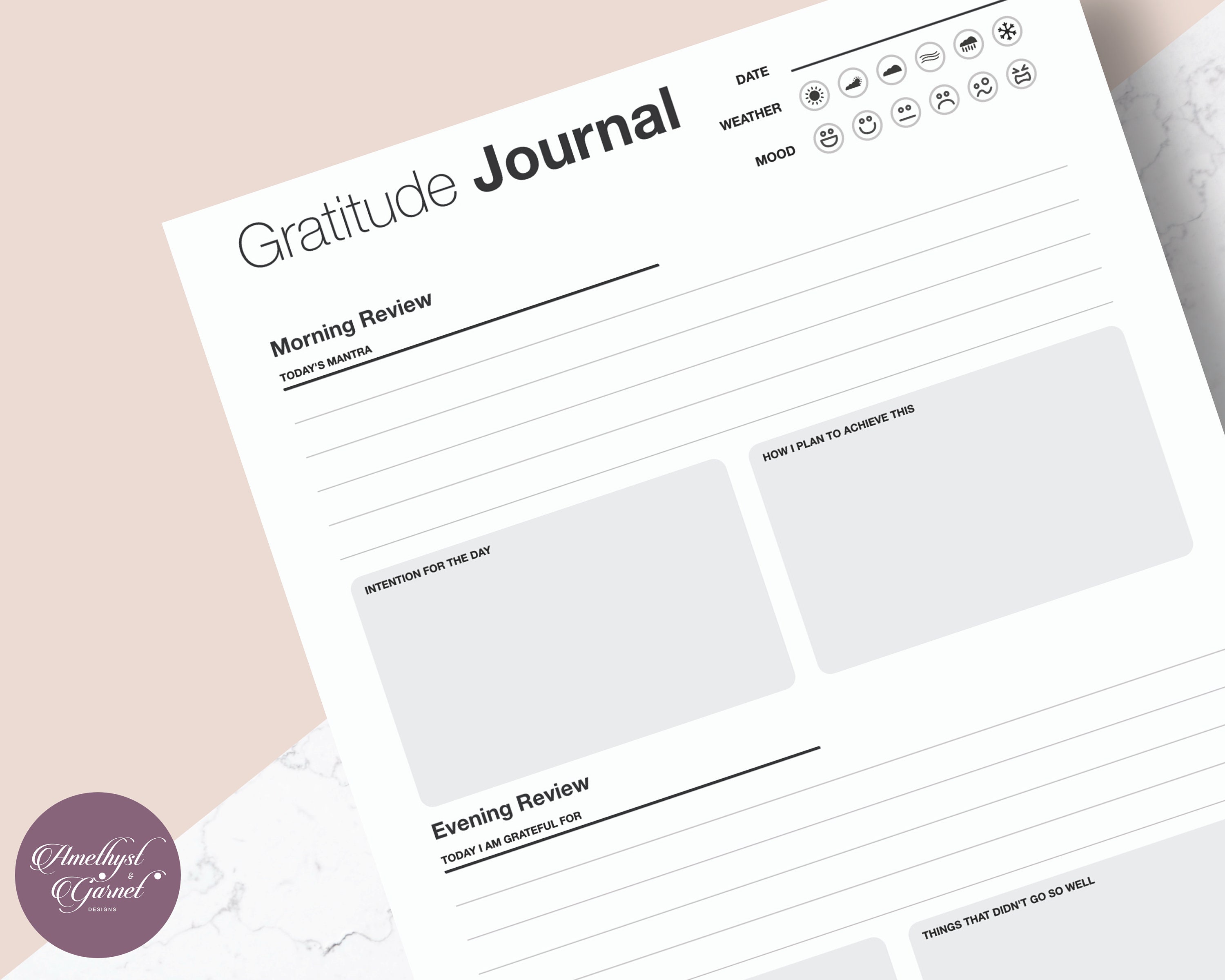 Daily Gratitude Journal Template Daily Routine Printable - Etsy