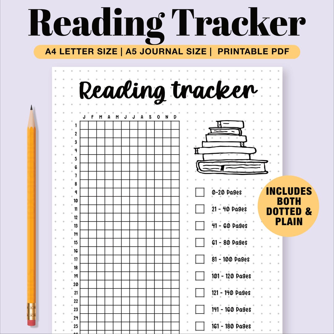 Yearly PRINTABLE Reading Tracker Journal Page Reading Log Reading ...