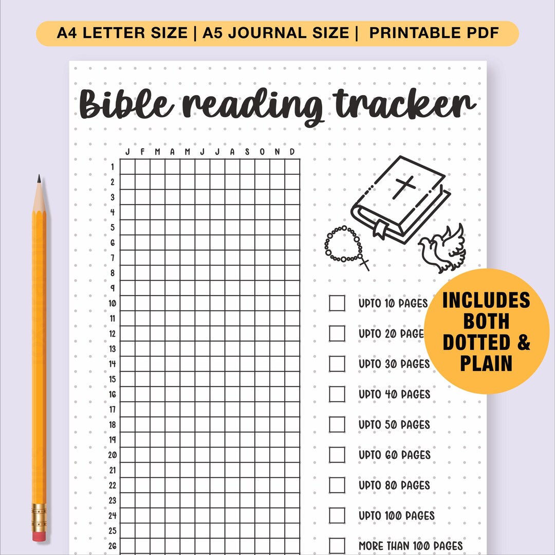 Yearly Bible Reading Log Checklist, Bible Study Planner, Bible Tracker ...