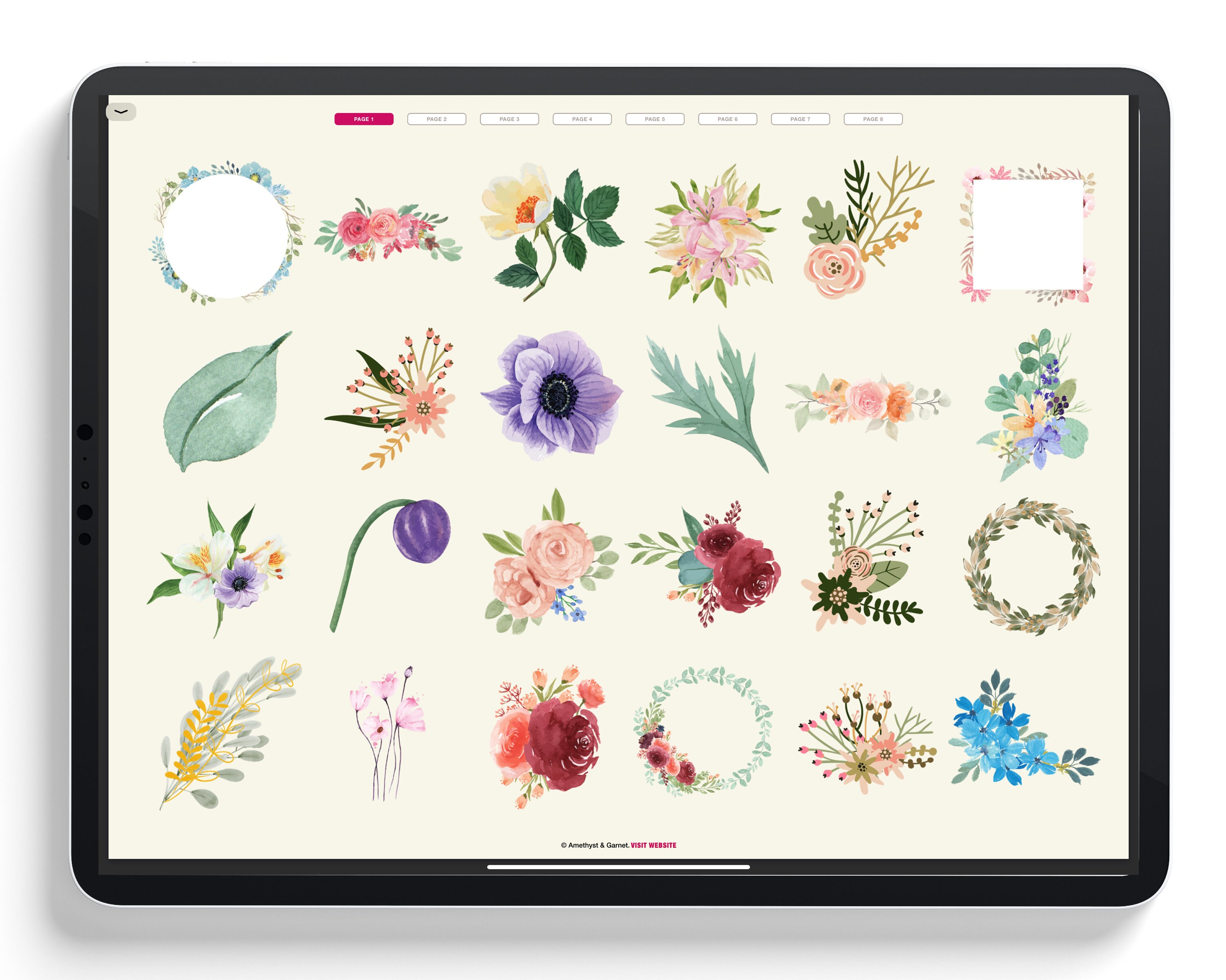 Floral Digital Sticker Pack Digital Planner Stickers Aesthetic Planner ...