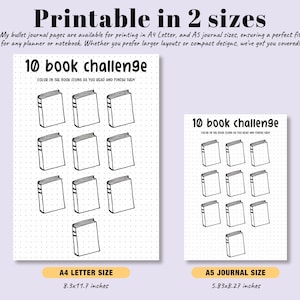 10 Book Challenge, Reading Planner, Reading Tracker, A5 Journal Page ...