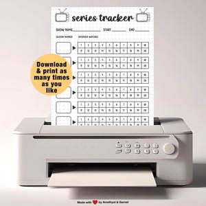 TV Series Tracker Log Printable Journal Page Planner Television Show ...