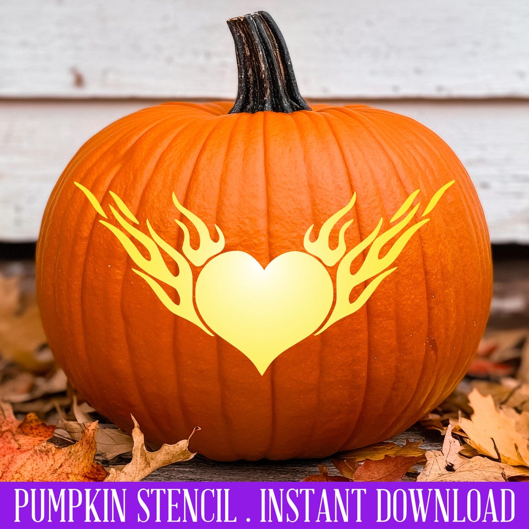 Hearts Pumpkin Stencil, Cute Hearts PRINTABLE Pumpkin Stencil, Kids ...