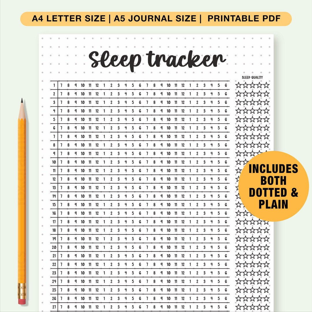 PRINTABLE Sleep Tracker Yearly Sleep Log Journal Page Planner Page ...