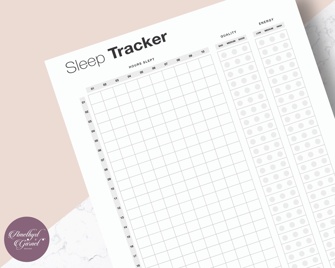 Sleep Tracker Printable Sleeping Log Sleep Journal Self | Etsy