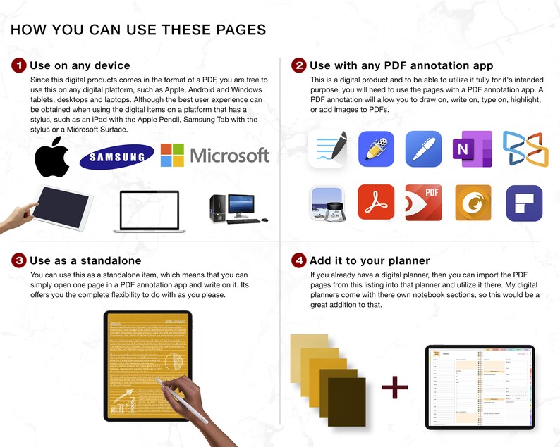 Gold Dust Digital Notepaper Templates Notetaking Digital | Etsy