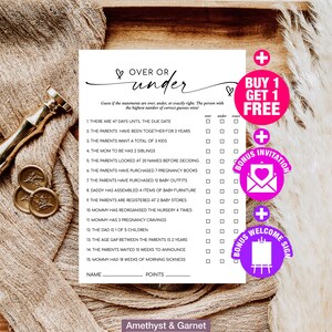 Over or Under Trivia, Minimal, Modern, Rustic, Baby Shower Game ...