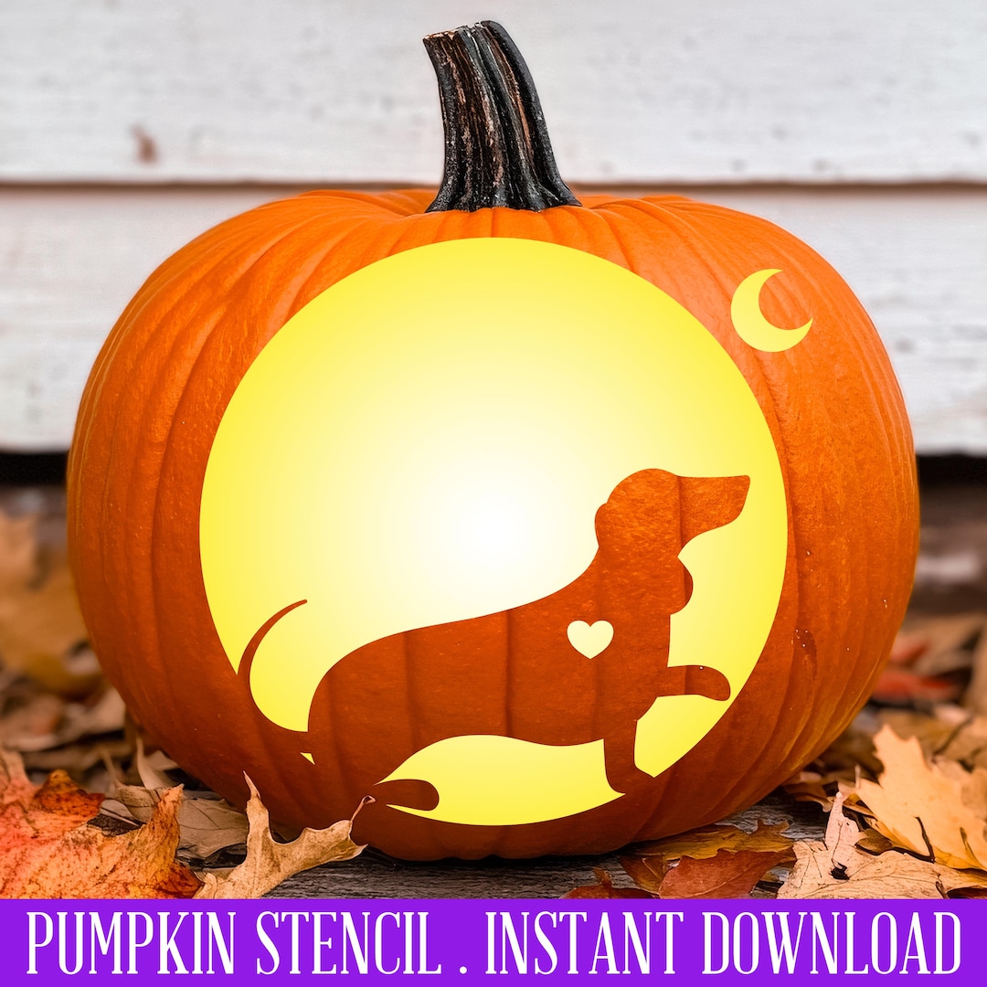 Dog Pumpkin Stencil, Dachshund Printable Stencil, Jack O' Lantern ...