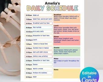 Schedule Daily Chart for Kids, Editable Printable | Daily + Weekly ...
