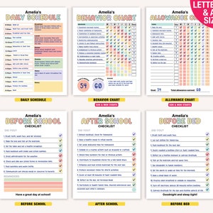 Editable Kids Chore Charts, Reward, Allowance, Screen Time, School ...