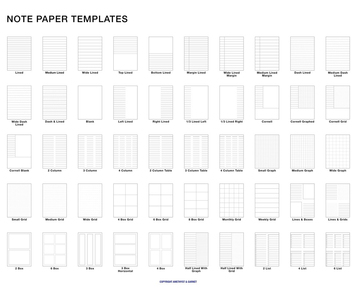 Purple Pink Gradient Digital Notepaper Templates Notetaking - Etsy