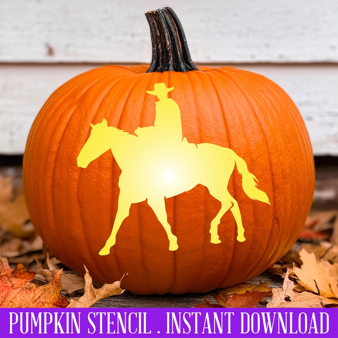 Cowboy Pumpkin Stencil, PRINTABLE Pumpkin Stencil, Jack O' Lantern ...