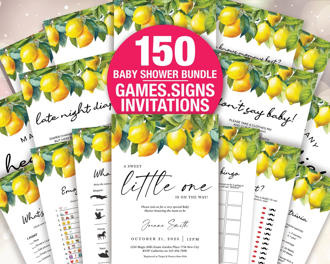 Lemon Baby Shower Game Bundle, Editable Games, Lemon Game Bundle ...