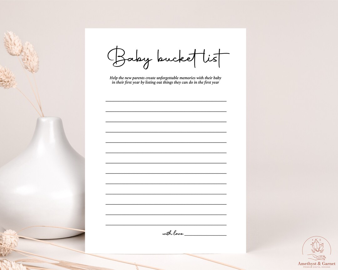 Baby Bucket List Baby Shower Game Gender Neutral Shower - Etsy