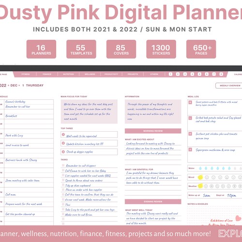 Digital Daily Planner for Goodnotes Blush Pink Half Hour - Etsy